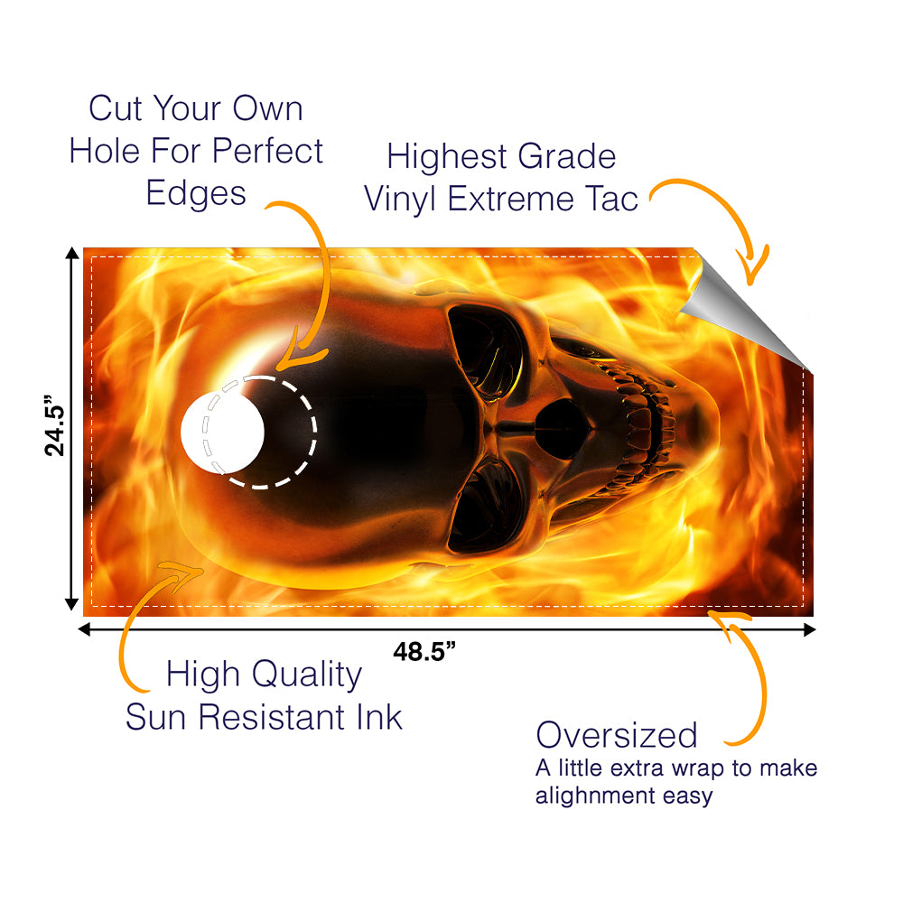 Alien Flame Skull Cornhole Boards Wraps (Set of 2) - BackYardGamesUSA