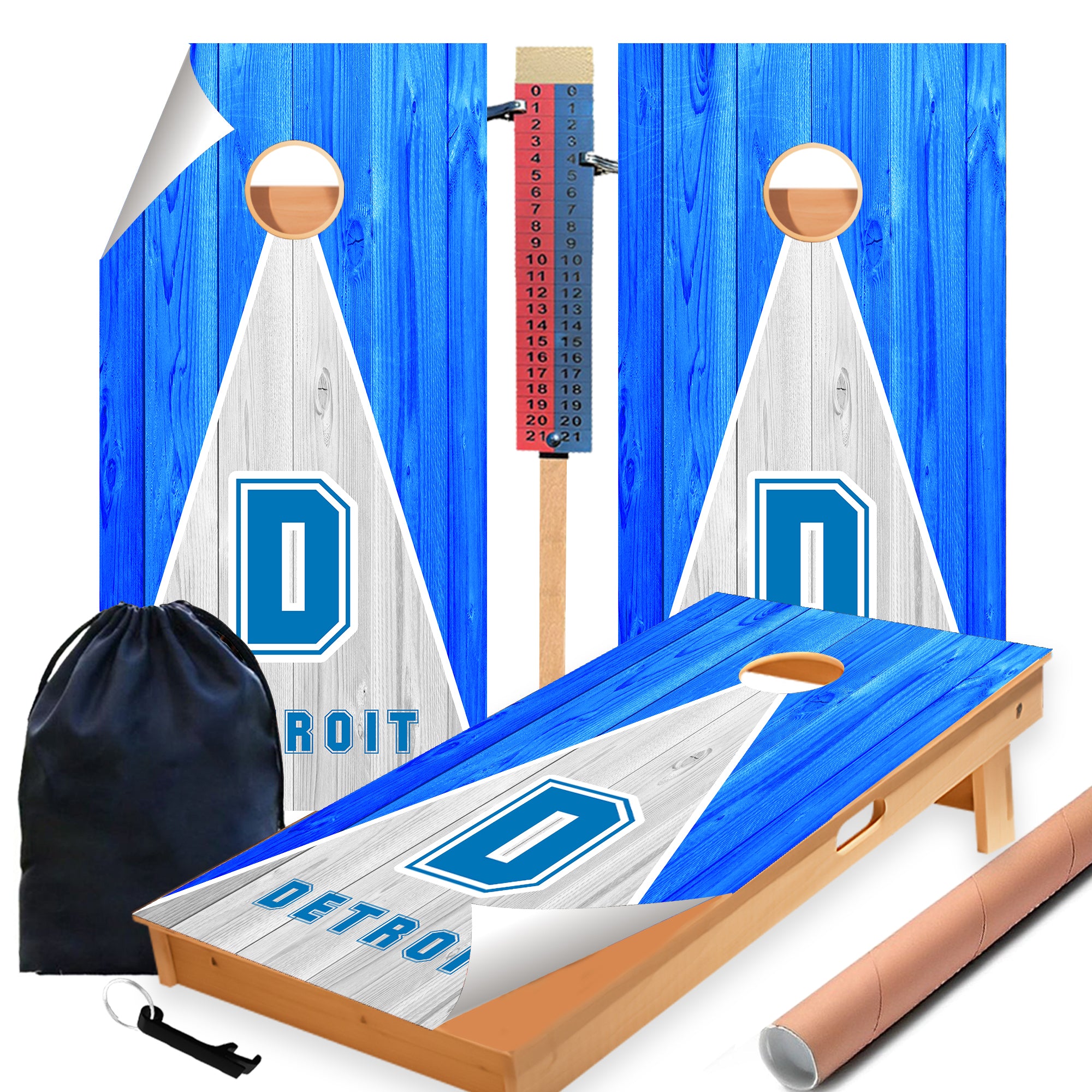 Detroit Football Cornhole Boards Wraps (Set of 2) - BackYardGamesUSA