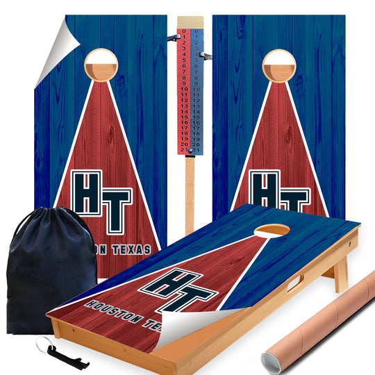 Houston Texas Football Cornhole Boards Wraps (Set of 2) - BackYardGamesUSA