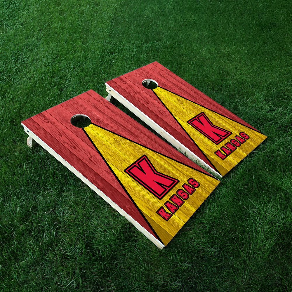 Kansas Football Cornhole Boards Wraps (Set of 2) - BackYardGamesUSA