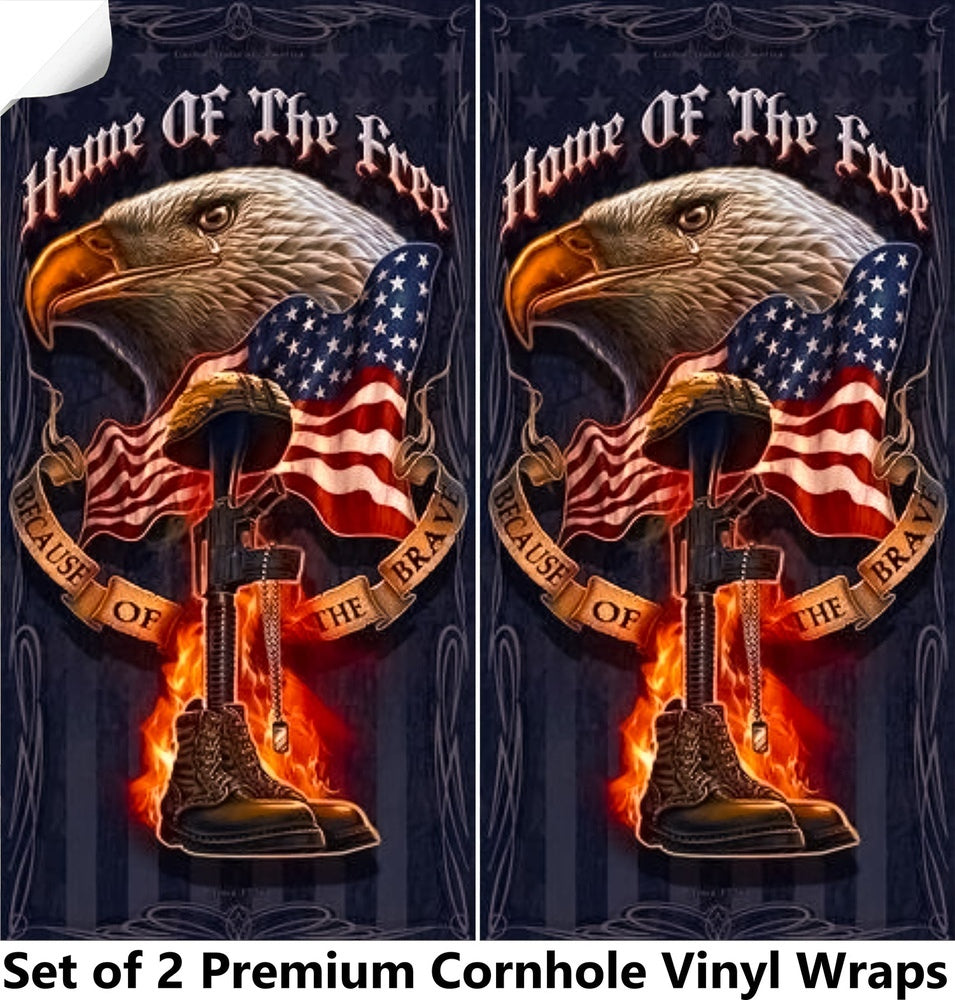 Eagle Home of the Brave Cornhole Boards Wraps (Set of 2) - BackYardGamesUSA